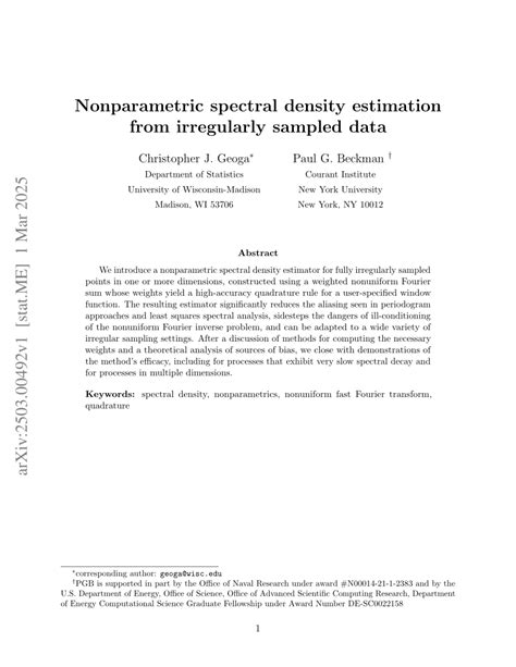 Pdf Nonparametric Spectral Density Estimation From Irregularly