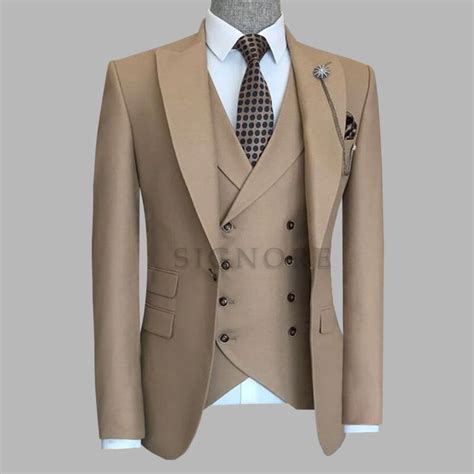 Bespoke Camel Color 3 Piece Suit Signore