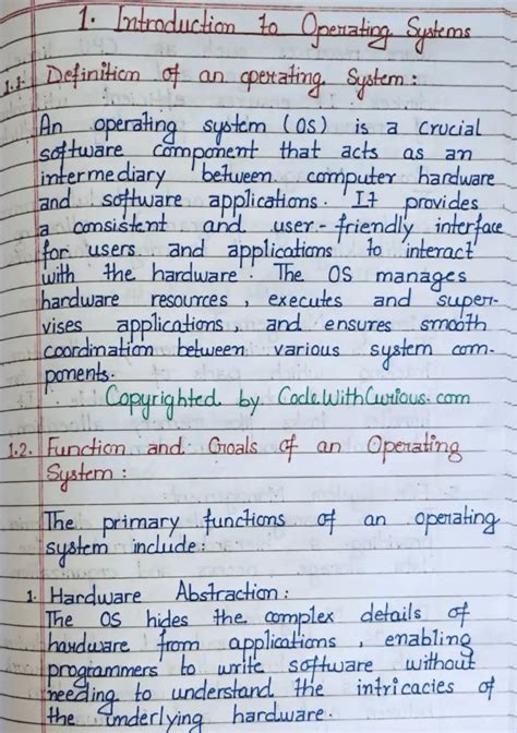 Operating System Handwritten Notes Codewithcurious Codewithcurious