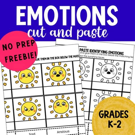 Free Counseling Emotions Cut And Paste Worksheet No Prep Grades K 2nd
