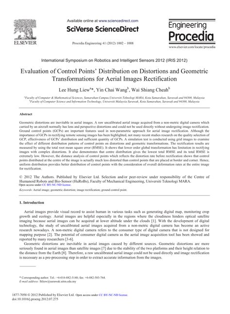 Pdf Evaluation Of Control Points Distribution On Distortions And Geometric Transformations