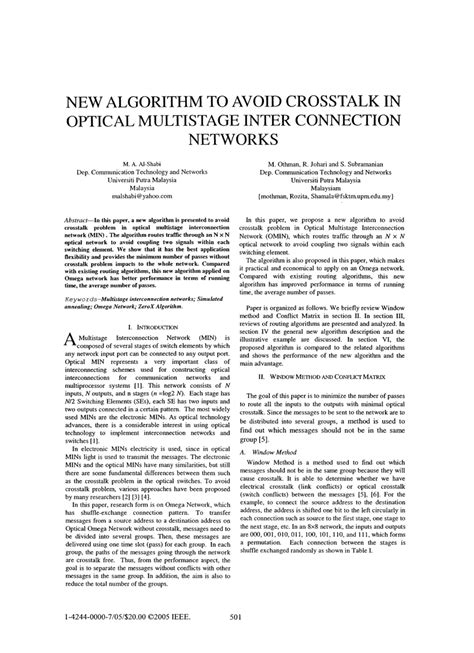 Pdf New Algorithm To Avoid Crosstalk In Optical Multistage Inter Connection Networks