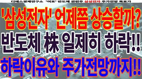 삼성전자 언제쯤 상승할까 반도체 株 일제히 하락 하락이유와 주가전망까지 Feat디에스경제연구소 여포 삼성전자주가전망 삼성전자목표가 Youtube