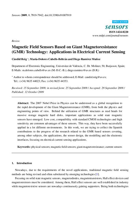 Pdf Magnetic Field Sensors Based On Giant Magnetoresistance Gmr Technology Applications In