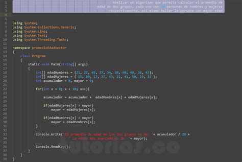 Arrays VisualStudio C Promedio Edad De Dos Vectores Tutorias Co
