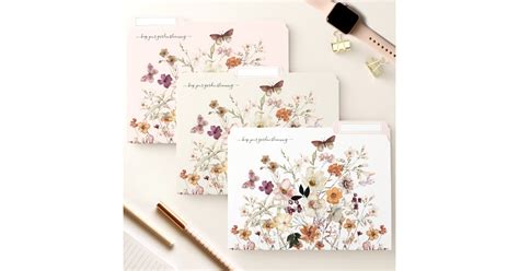 Watercolor Wildflowers Floral Custom Text File Folder Zazzle