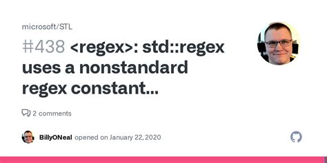 std regex uses a nonstandard regex constant error syntax · issue 438 · microsoft stl · github