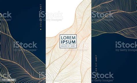 벡터 컬렉션 디자인 요소 세트 라벨 프레임 청첩장 소셜 넷 스토리 포장 고급 제품 향수 비누 와인 로션 물결 모양의 선 황금 배경 패턴 호화로움에 대한 스톡 벡터 아트 및