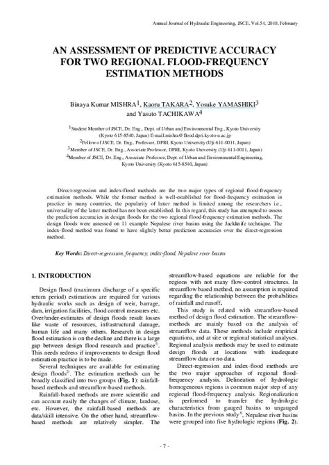 Pdf An Assessment Of Predictive Accuracy For Two Regional Flood Frequency Estimation Methods