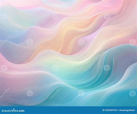 Pastel Soft Waves In Abstract Fluid Design Gentle Calming Background With Flowing Smooth