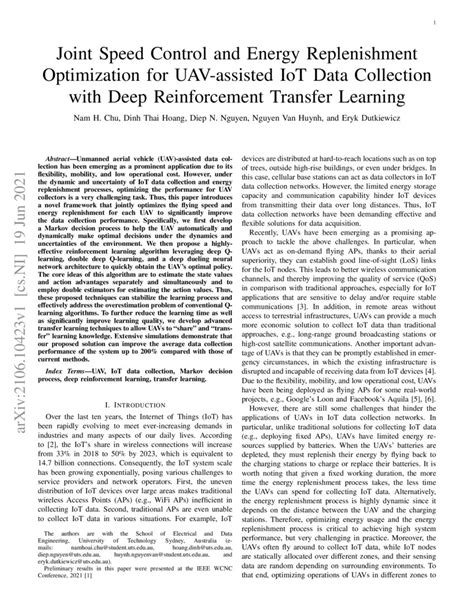 Joint Speed Control And Energy Replenishment Optimization For Uav Assisted Iot Data Collection