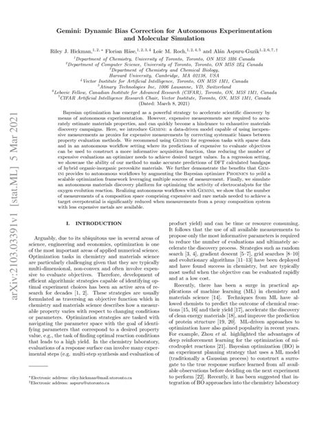 Gemini Dynamic Bias Correction For Autonomous Experimentation And