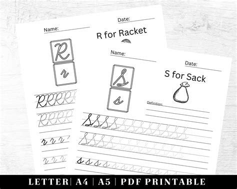 Cursive Handwriting Practice Worksheets Printable Neat Handwriting Workbook Right Hand Adult