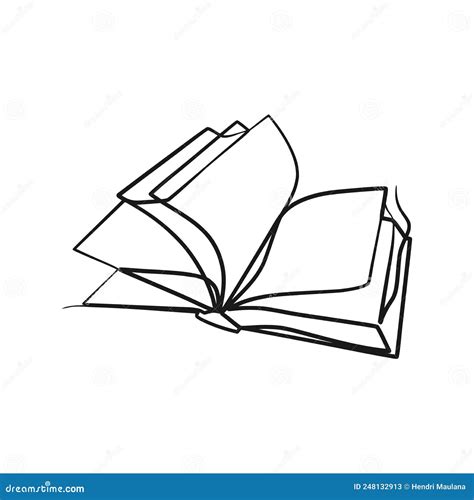Continuous One Line Art Drawing Open Book With Flying Pages Stock
