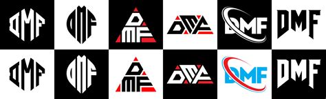 Dmf Letter Logo Design In Six Style Dmf Polygon Circle Triangle Hexagon Flat And Simple