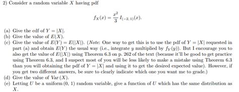 2 consider a random variable x having pdf