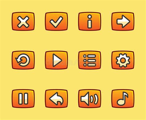 Orange Buttons For Game Stock Illustration Illustration Of Emoticon