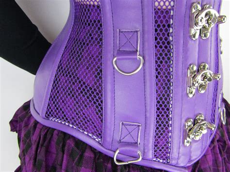 Custom Double Mesh And Leather Overbust Corset Dotty After Midnight