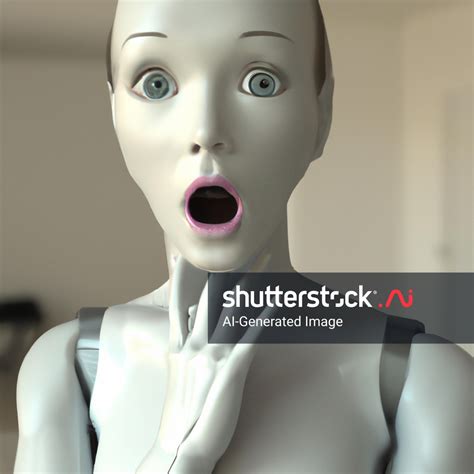 3d Image Shocked Ai Female Robot Obraz Wygenerowany Przez AI