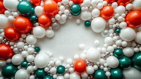 Colorful Abstract Composition Of Spheres In Red Green And White Stock Illustration