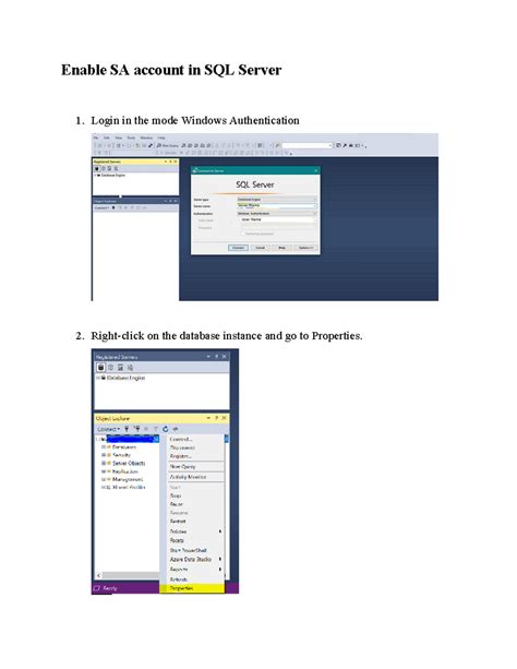 Enable SA Account In SQL Server Web Based Java Applications Enable