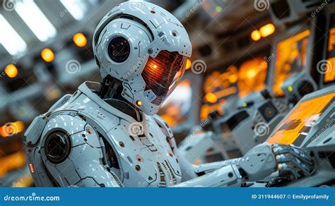 Cutting Edge Automation Futuristic Robot Illustrates Efficient