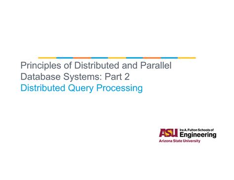 Cse 511 45 Distributed Query Processing Principles Of Distributed