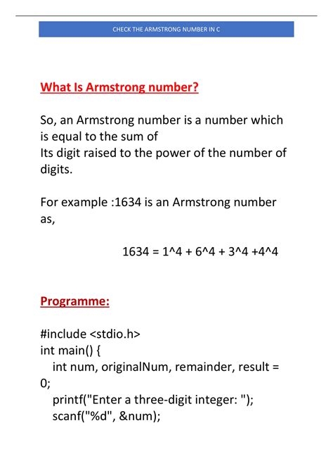 C Program For Armstrong Numbers Computer Science And Engineering Stuvia Us