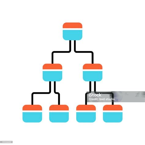 트리 다이어그램 색상 아이콘입니다 계층 적 시스템 노드 링크 다이어그램 프로세스 및 관계를 시각적으로 표현합니다 트리 구조입니다 시퀀스 및 제출 격리 벡터 일러스트레이션