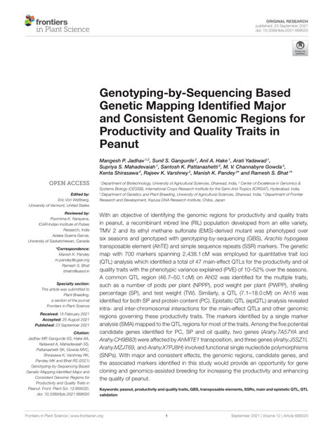 Pdf Genotyping By Sequencing Based Genetic Mapping Identified Major