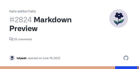 Markdown Preview · Issue 2824 · Helix Editorhelix · Github