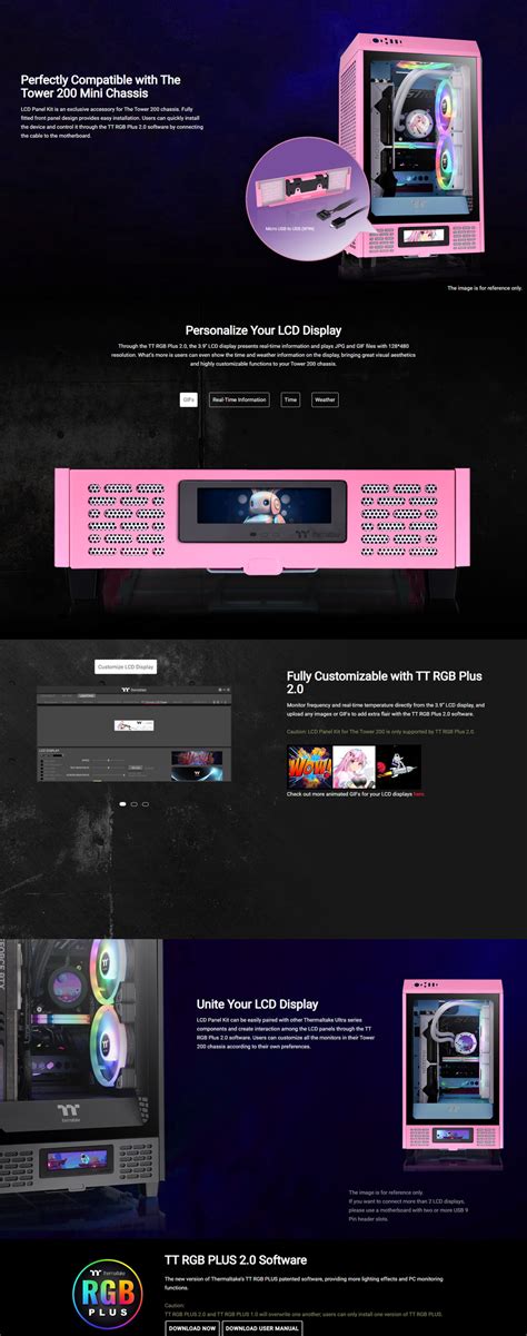 Thermaltake Lcd Display Panel Kit For The Tower 200 Tower Case Bubble Pink Ca