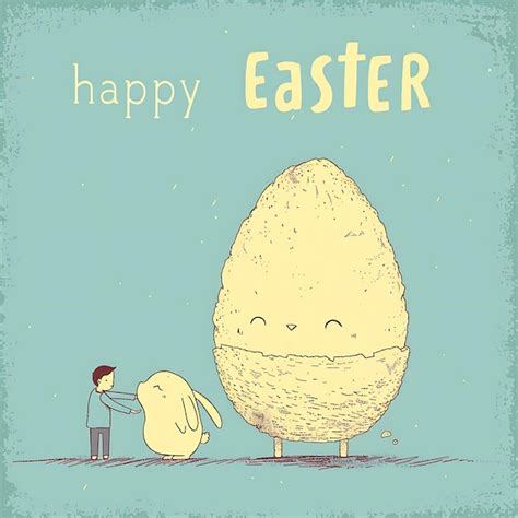 Premium Photo Happy Easter A Cartoon Of A Man Looking At A Egg With A