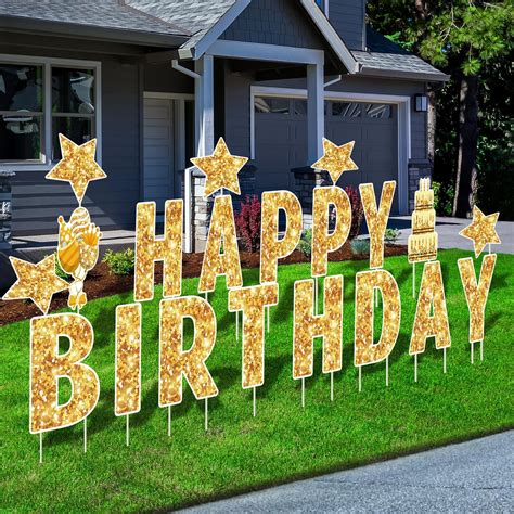 20 Pieces Happy Birthday Yard Signs With Stakes 16