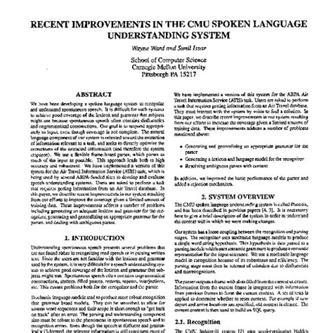 Recent Improvements In The Cmu Spoken Language Understanding System Acl Anthology
