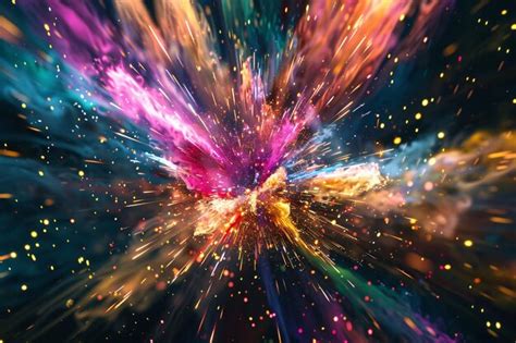 Colorful Explosion Of Colorful Particles Premium Ai Generated Image