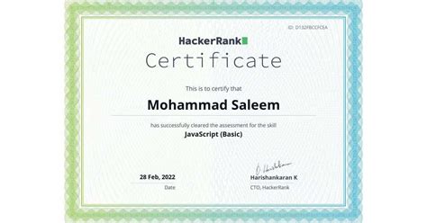 Mohammad Saleem On Linkedin Hackerrank Js Javascript Javascriptdeveloper Thankyou