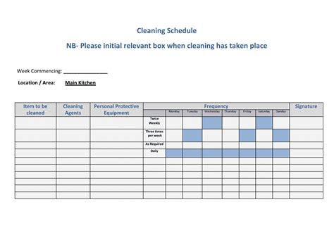 Restaurant Kitchen Cleaning Schedule Template Download Printable Pdf