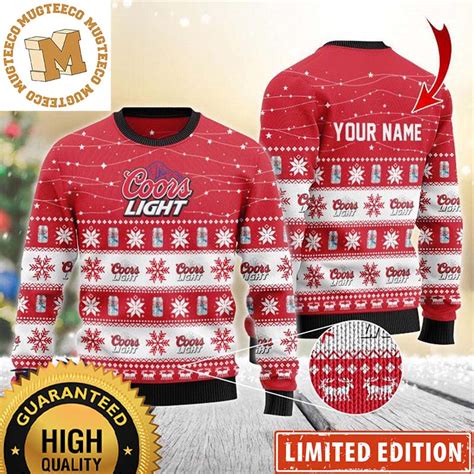 Coors Light Beer Personalized Christmas Twinkle Lights Snowflakes Knitting Red Christmas Ugly