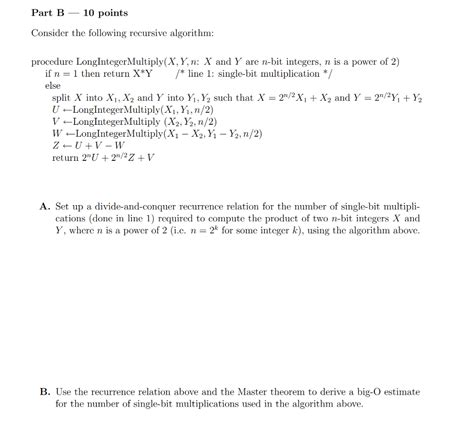 Solved Part B — 10 Points Consider The Following Recursive