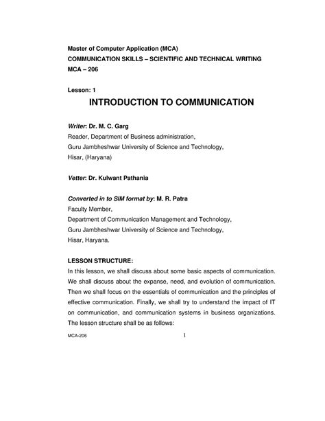 Mca 206 Notes Master Of Computer Application MCA COMMUNICATION