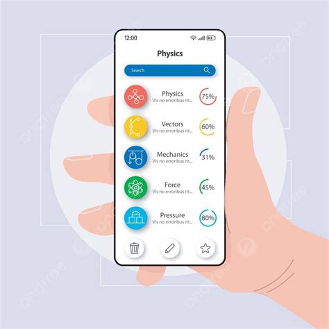 Smartphone Interface For Physics Learning App Subjects Application Digital Vector Subjects