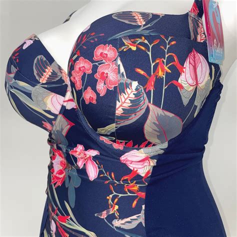 Ava Swimwear Navy Flowers One Piece Swimsuit Lumingerie Bras And