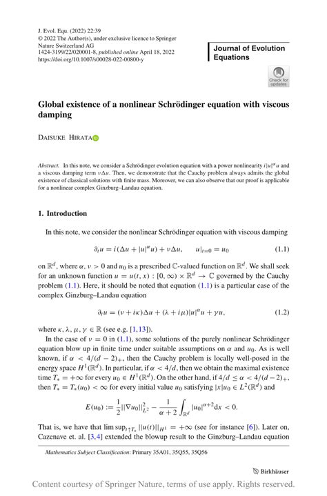 Global Existence Of A Nonlinear Schrödinger Equation With Viscous Damping