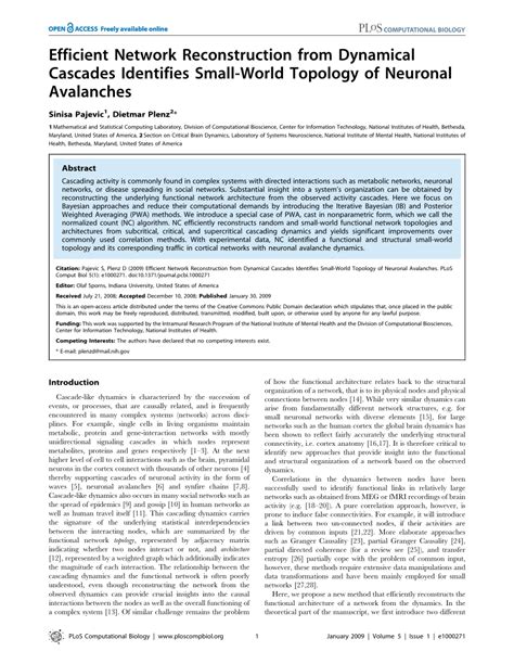 Pdf Efficient Network Reconstruction From Dynamical Cascades