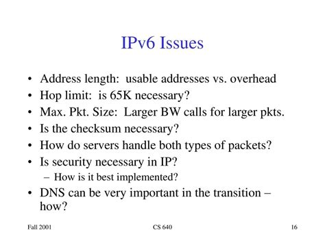 IPv6 Outline Background Structure Deployment Fall 2001 CS Ppt Download