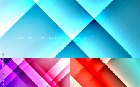 Dynamic Diagonal Lines Abstract Background Set Modern Trendy Techno Templates With Shadow Lines