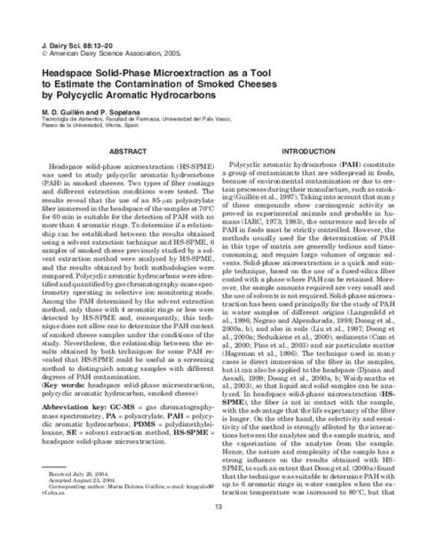 Pdf Headspace Solid Phase Microextraction As A Tool To Estimate The Contamination Of Smoked