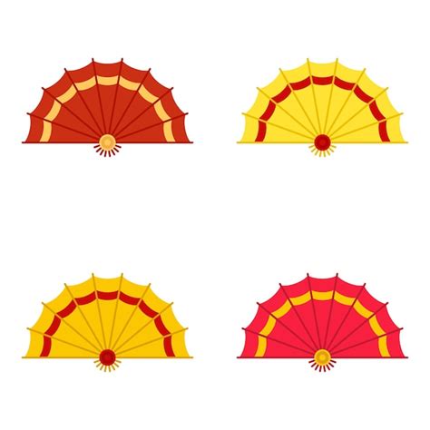 고립 된 평면 스타일의 접는 팬 프리미엄 벡터