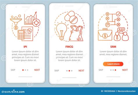 Industry Management Red Onboarding Mobile App Page Screen Vector
